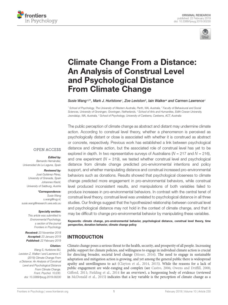 Construal Level and Psychological Distance On Climate Change. | PDF ...