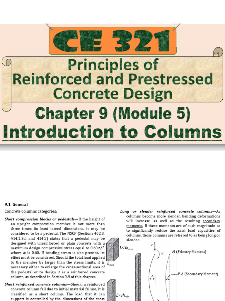 CE 321 Chapter 9 PDF Handout | PDF | Column | Concrete