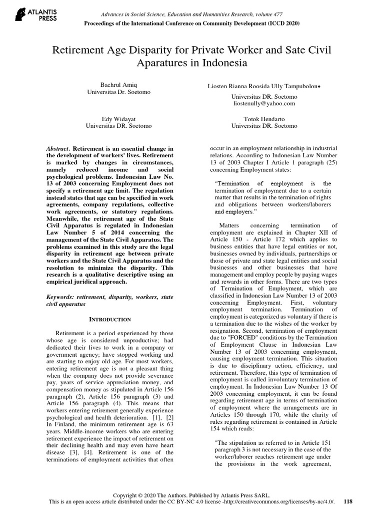 Retirement Age Disparity For Private Worker and Sate Civil Aparatures in Indonesia | PDF ...