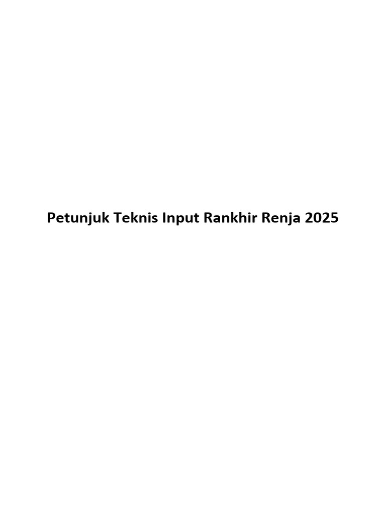 Petunjuk Teknis Input Rankhir Renja 2025 | PDF