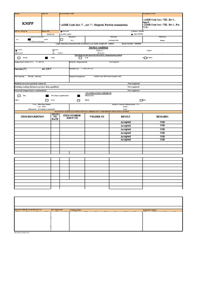MT Report | PDF | Welding | Construction