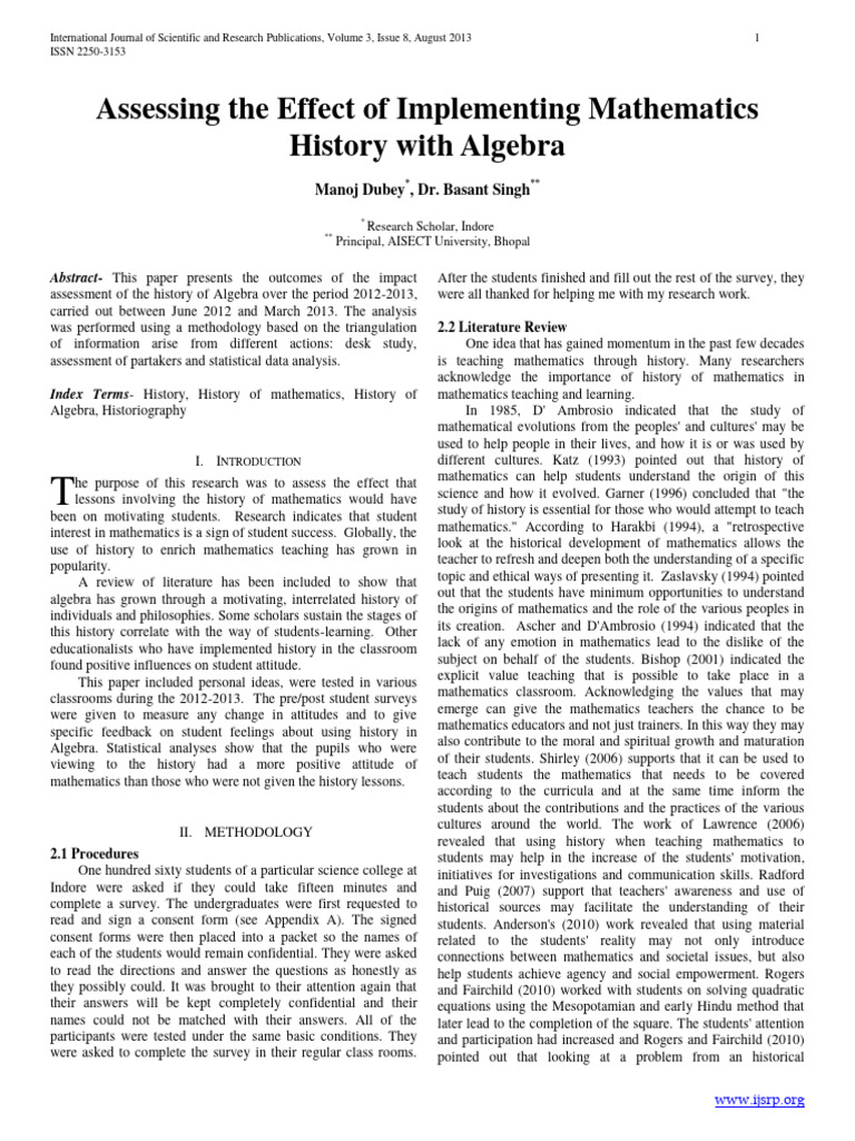 Assessing The Effect of Implementing Mathematics | PDF | Mathematics ...