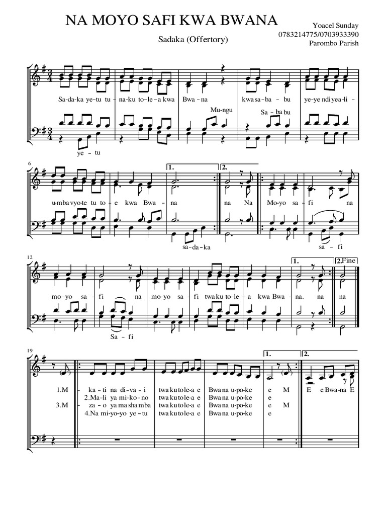 Na Moyo Safi Kwa Bwana-1 | PDF