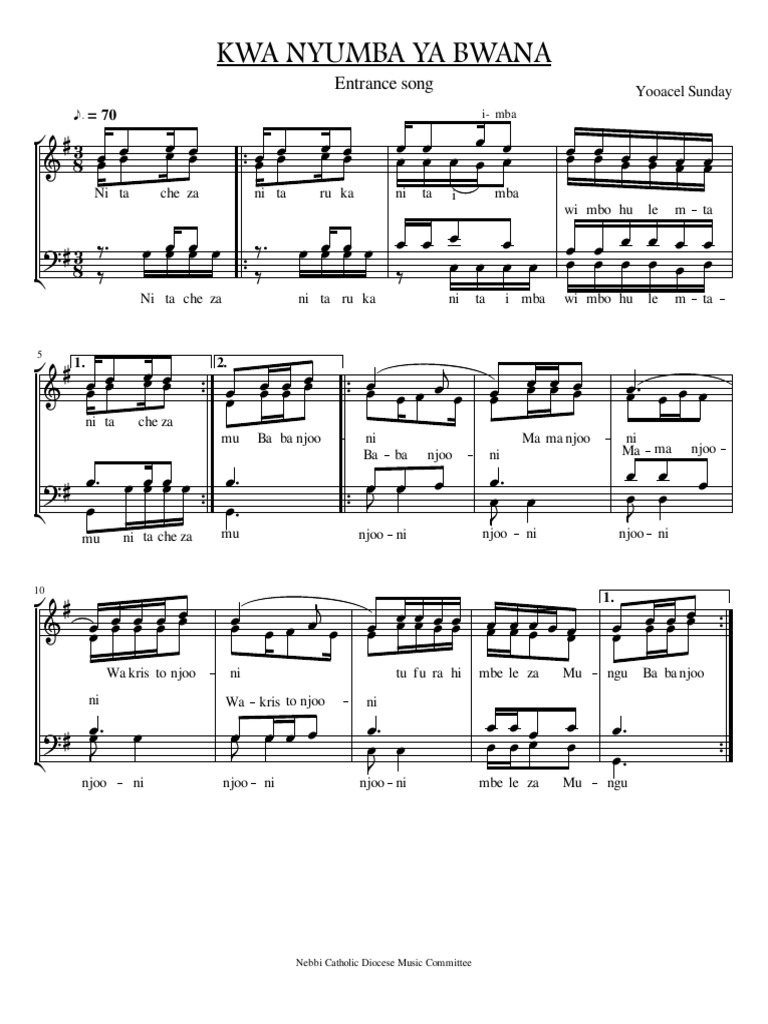 KWA NYUMBA YA BWANA New | PDF