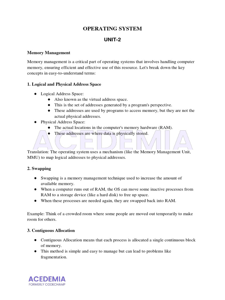 Operating System: Memory Management | PDF | Computer Data Storage ...