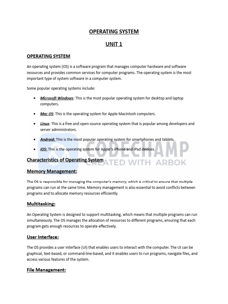 Operating System Unit 1 | PDF | Operating System | Scheduling (Computing)