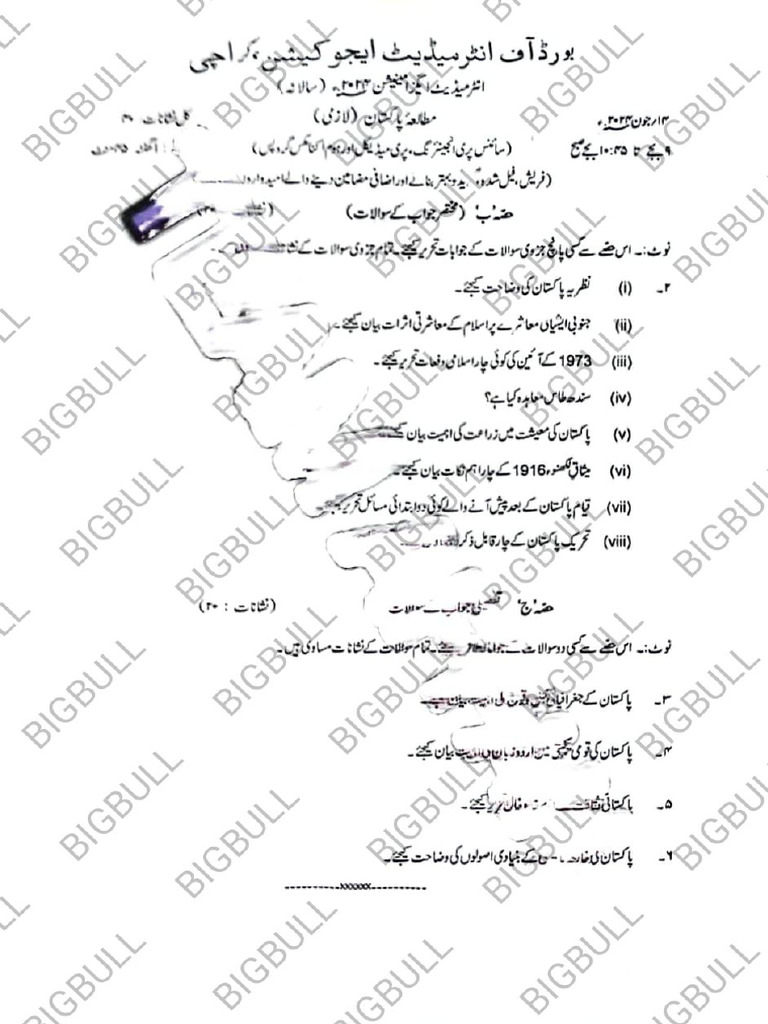 Bigbull X Team Alone Pak Study Urdu Paper Solve | PDF
