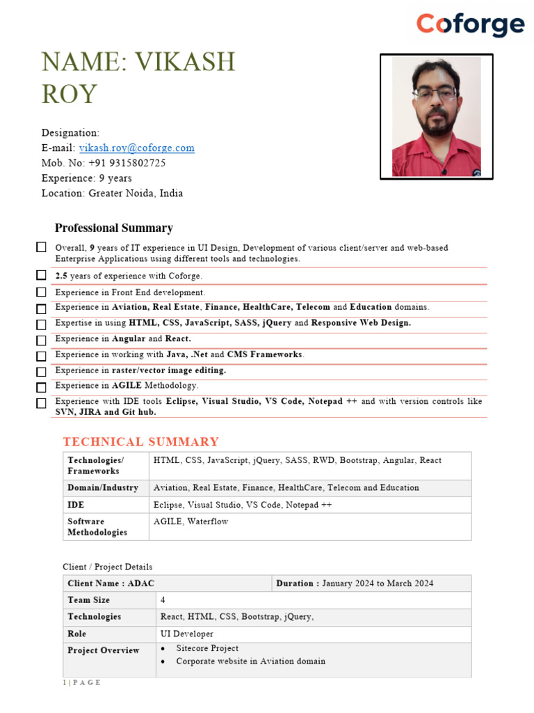 Vikash UI Coforge | PDF | Bootstrap (Front End Framework) | Eclipse ...