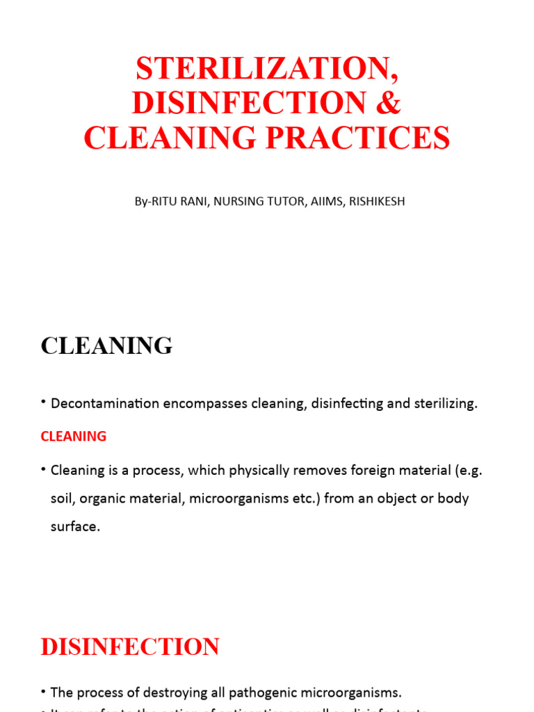 Sterilization, Disinfection & Cleaning Practices | PDF | Sterilization (Microbiology) | Disinfectant