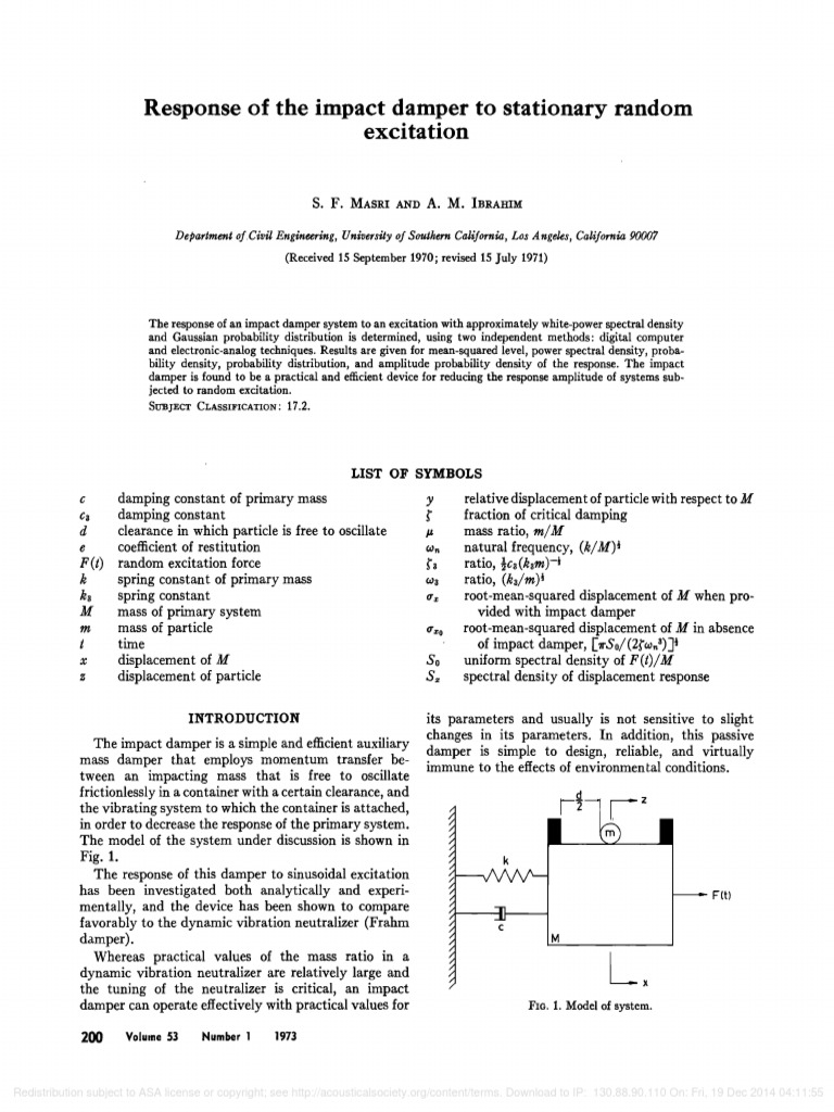 Masri 1973 | PDF | Damping | Physical Sciences