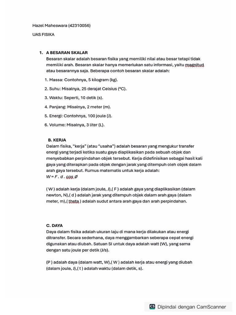 Uas Fisika Hazel Maheswara | PDF