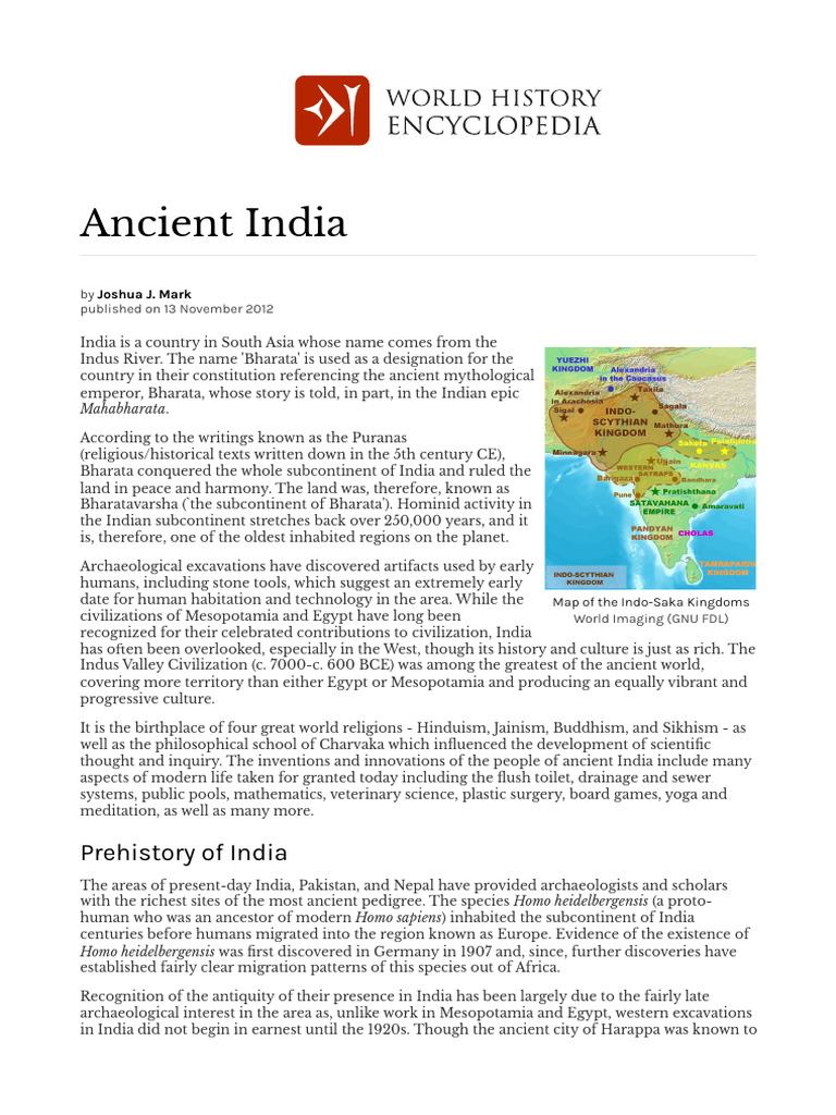 Ancient India - World History Encyclopedia | PDF | Ashoka | Vedas