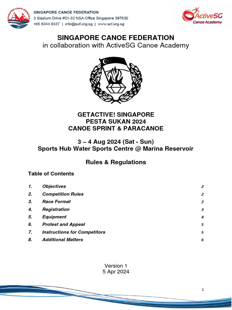 2024 Pesta Sukan Canoe Sprint Rules and Regulations | PDF | Canoe