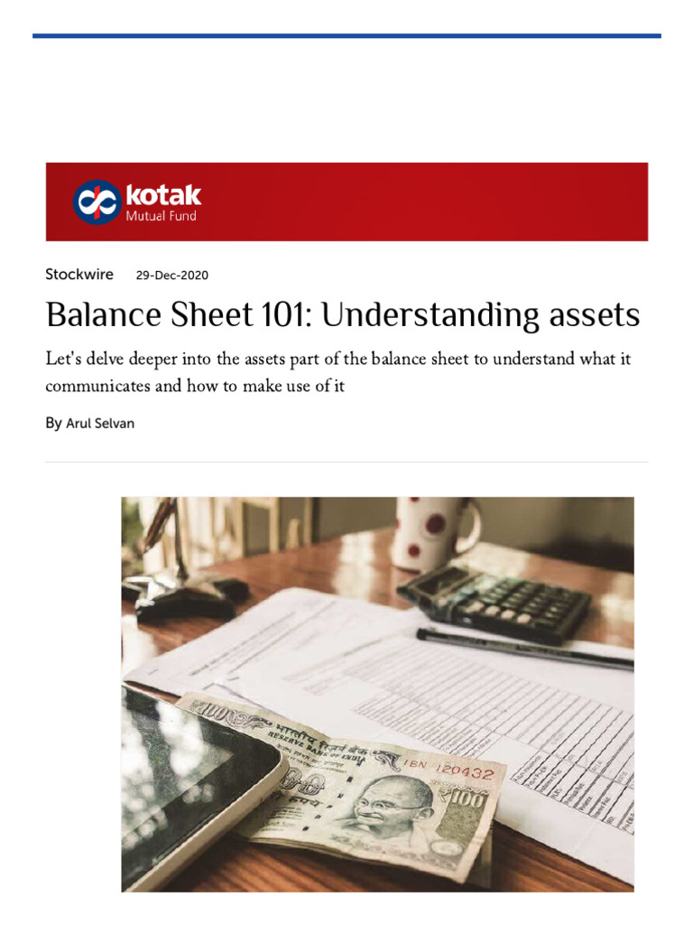 Balance Sheet 101 - Understanding Assets - Value Research | Download ...