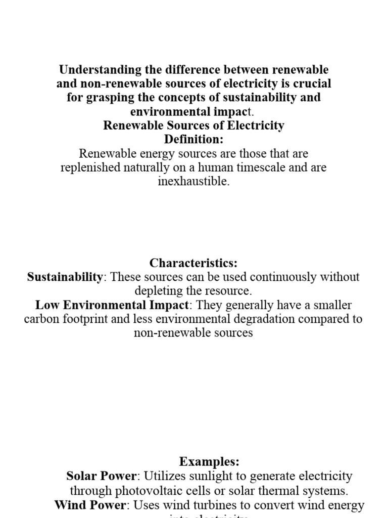 Understanding The Difference Between Renewable and Non-Renewable Sources | PDF | Renewable ...