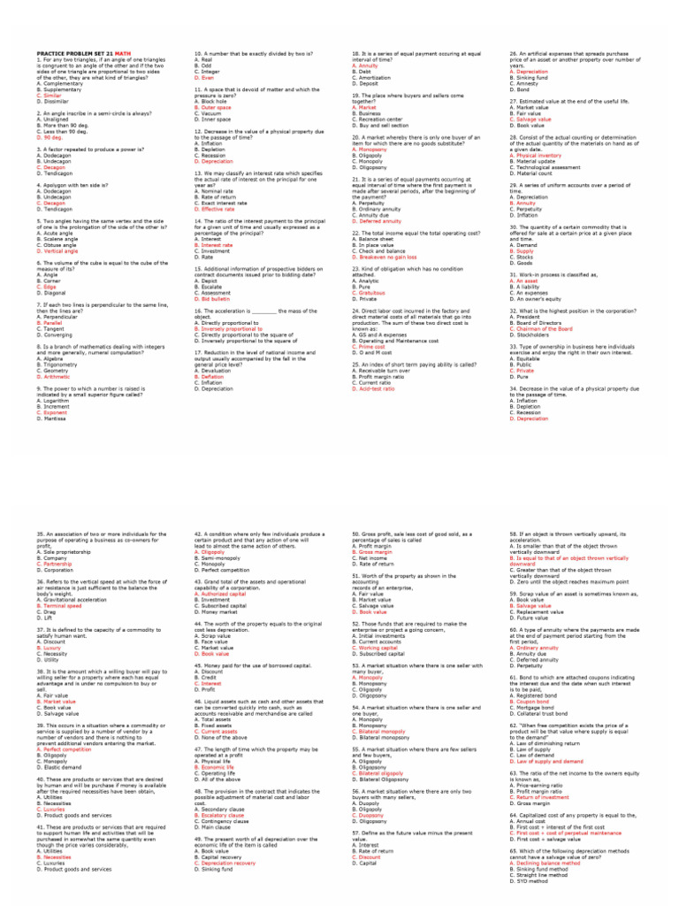 Practice Problem Set 21 | PDF