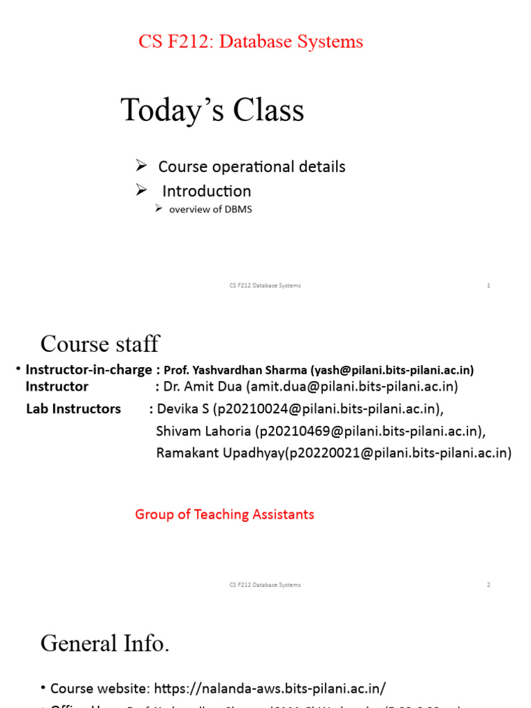 Class 1 | PDF | Databases | Relational Database