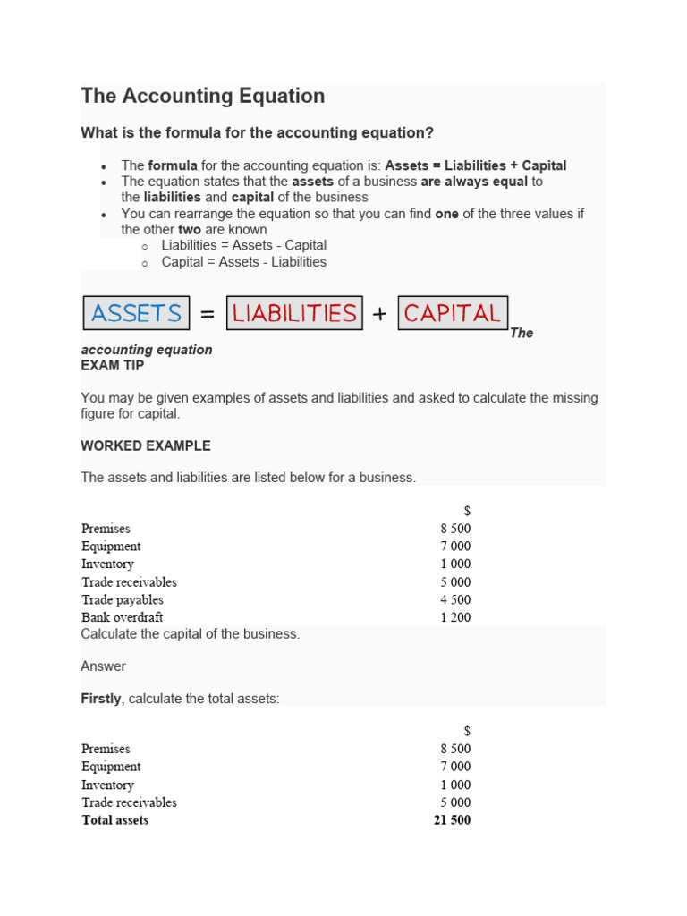 The Accounting Equation | Download Free PDF | Debits And Credits | Banks