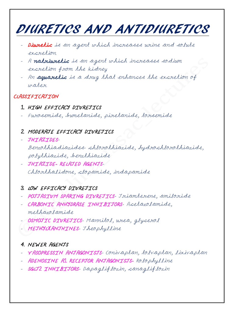 Diuretics and Antidiuretics | PDF | Medical Specialties