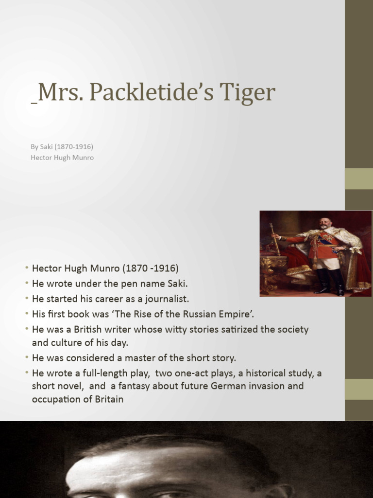 Mrs. Packletide's Tiger: A Satirical Tale | PDF | Saki