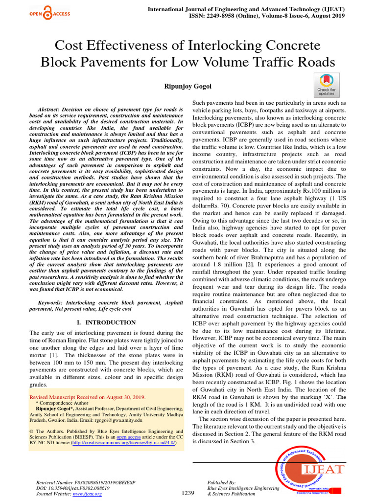 Cost Effectiveness of Interlocking Concrete Block Pavements For Low ...