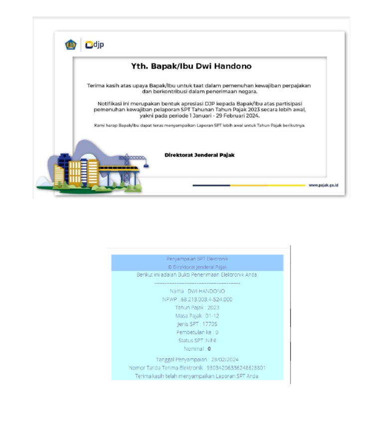 Bukti SPT 2023 Dwi Handono | PDF