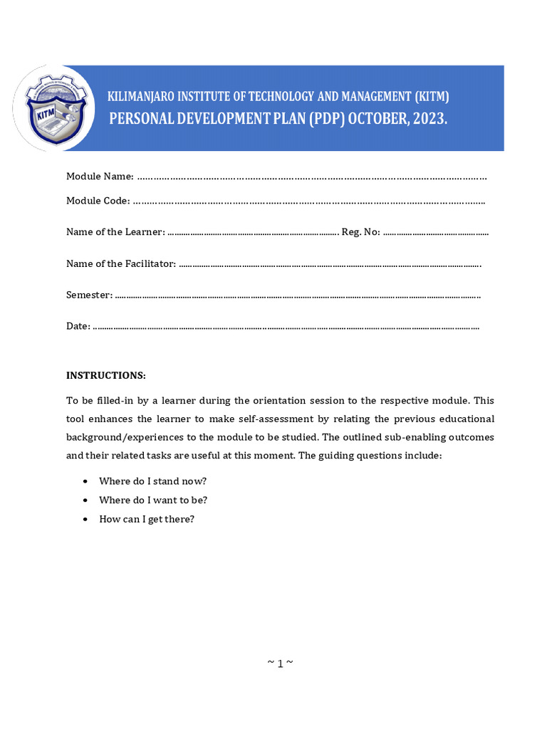 Personal Development Plan (PDP) | PDF