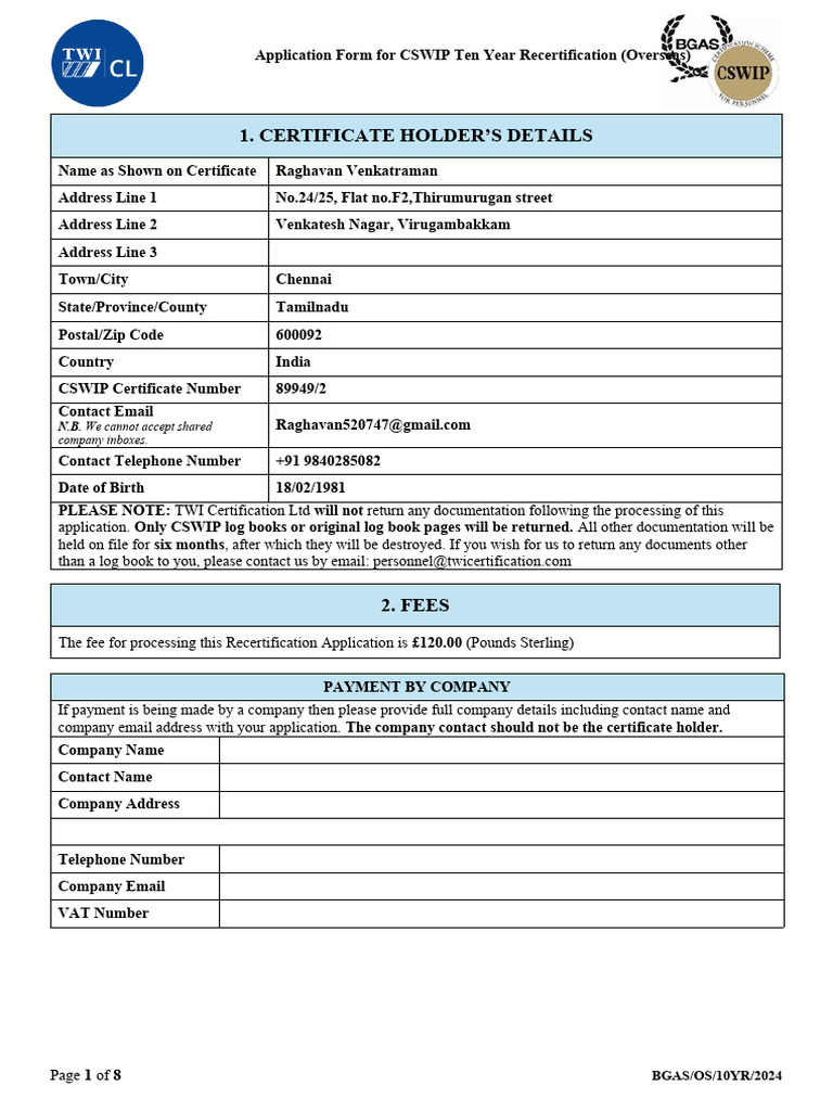 BGAS-CSWIP Application Form For 10 Year Recertification (Overseas) - v6 ...