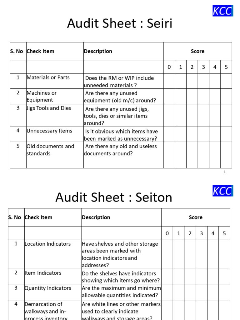 5S Check Sheet | PDF | Career & Growth