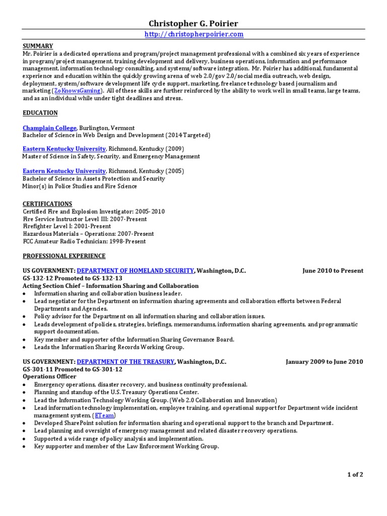Poirier Summary Resume | PDF