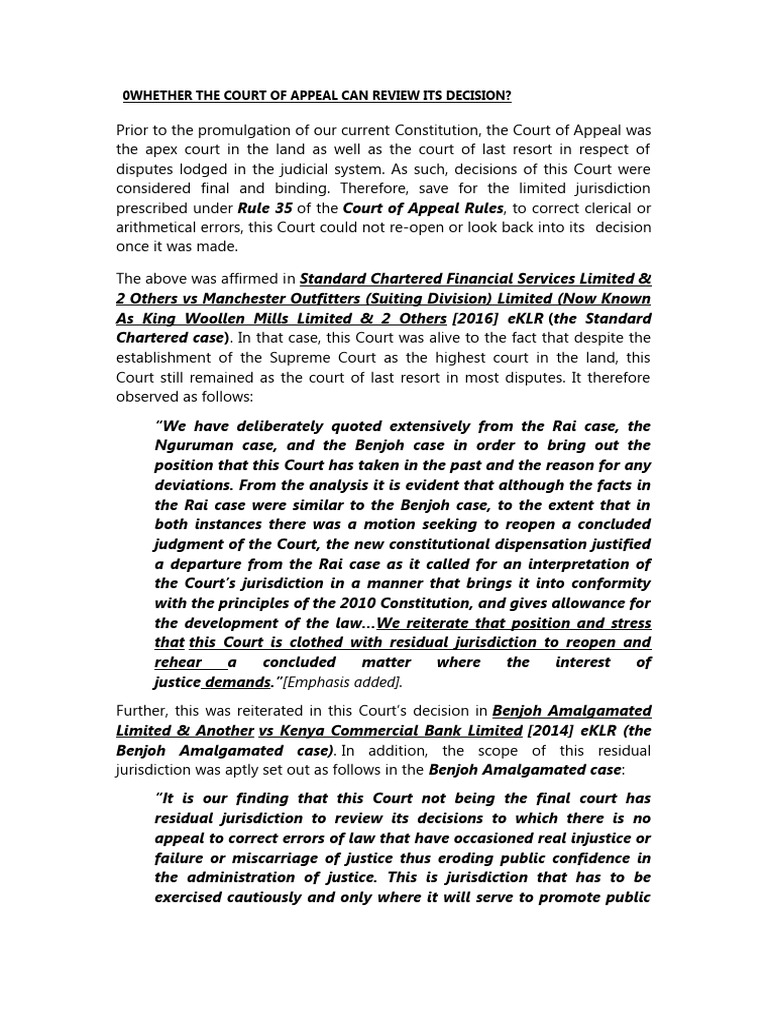 Whether The Court of Appeal Can Review Its Decision | PDF | Appellate ...