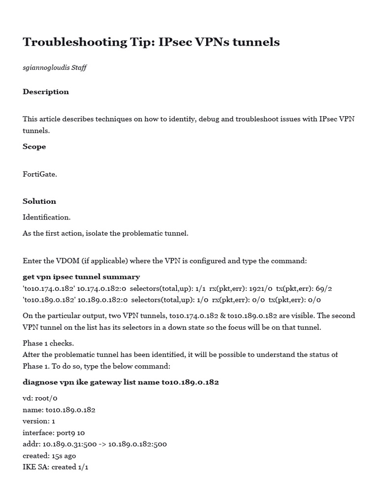 Troubleshooting IPSec VPN - 0 | PDF | Virtual Private Network | Data Transmission