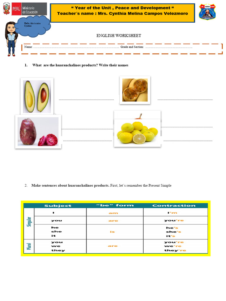 Worksheet - Identity Writing Sentences Present Simple | PDF | Cuisine ...