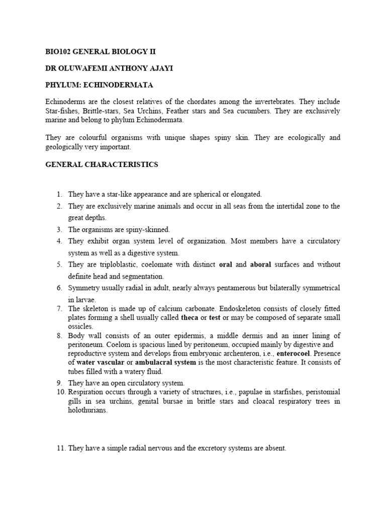 Bio102 General Biology II | PDF | Zoology