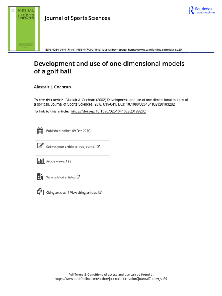 Development and Use of One Dimensional Models of A Golf Ball | PDF ...