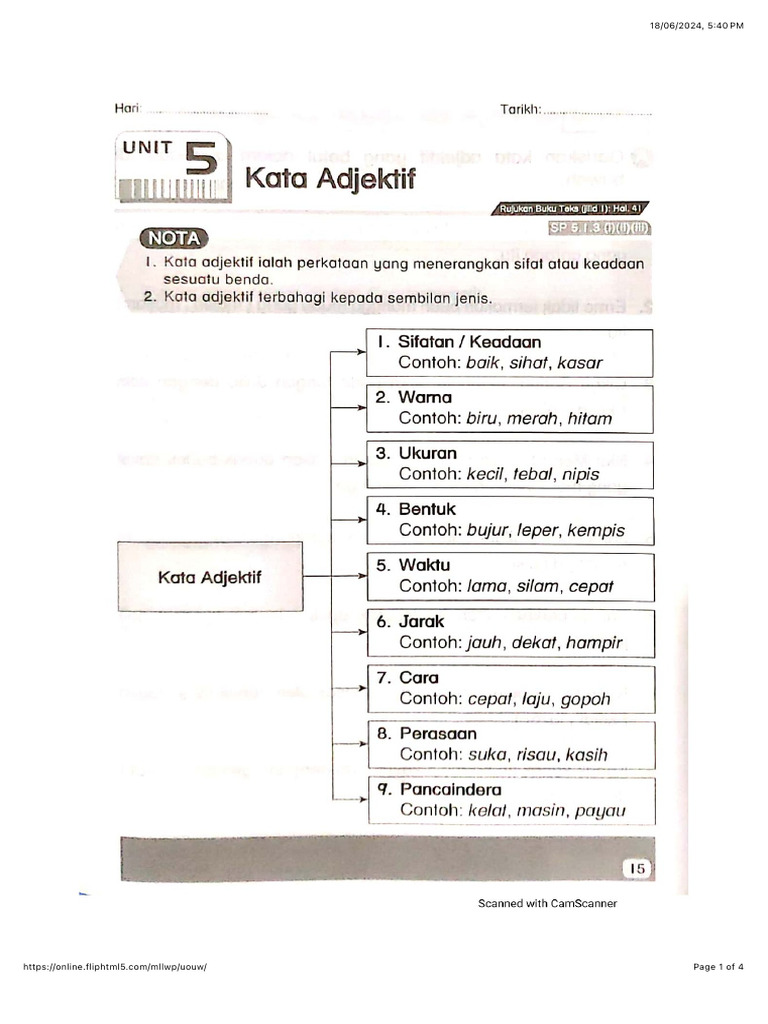 Latihan Kata Adjektif Tahun 3 | PDF