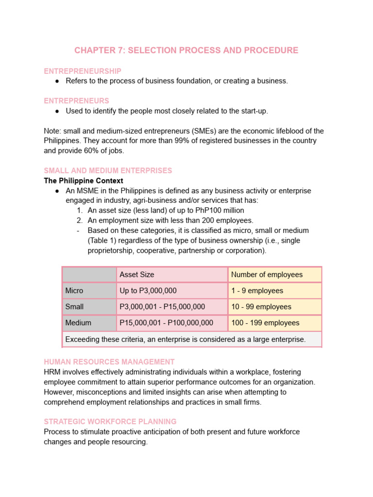 Chapter 7_ Selection Process and Procedure | Download Free PDF | Small ...