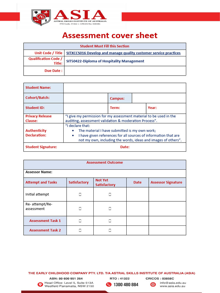 SITXCCS016 Student Assessment Tasks | Download Free PDF | Policy ...
