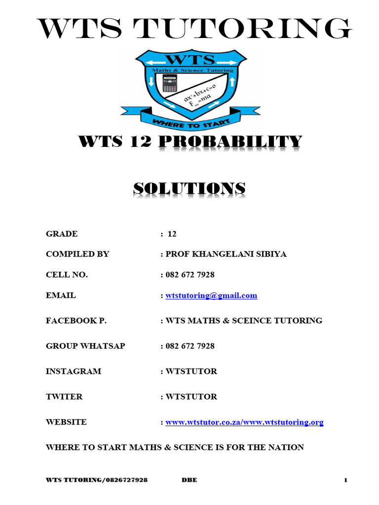 2021 WTS 12 Probablity Solutions | PDF