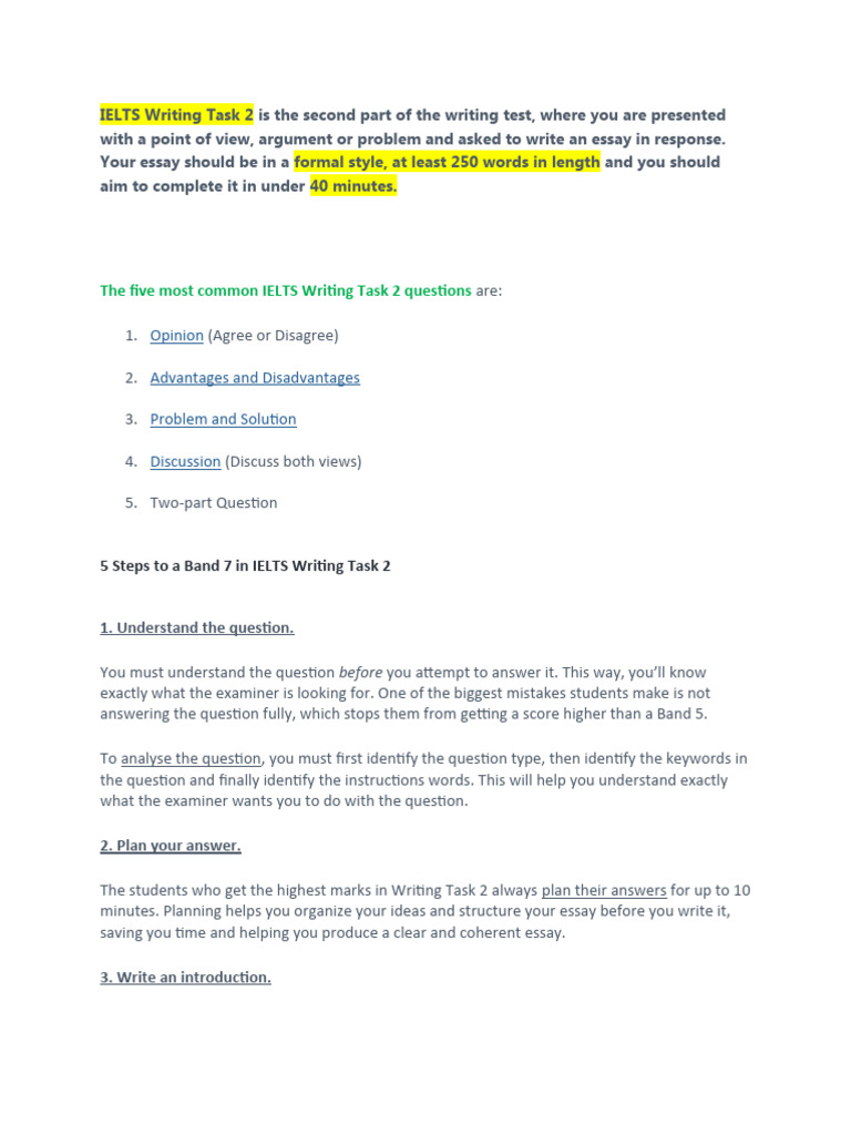 IELTS Writing Task 2 Strategies | PDF | International English Language ...
