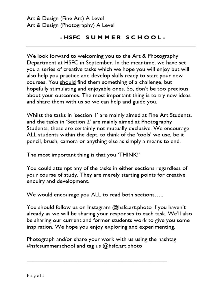 Art Design Fine Art A Level - Preparatory Work 20209 | PDF ...