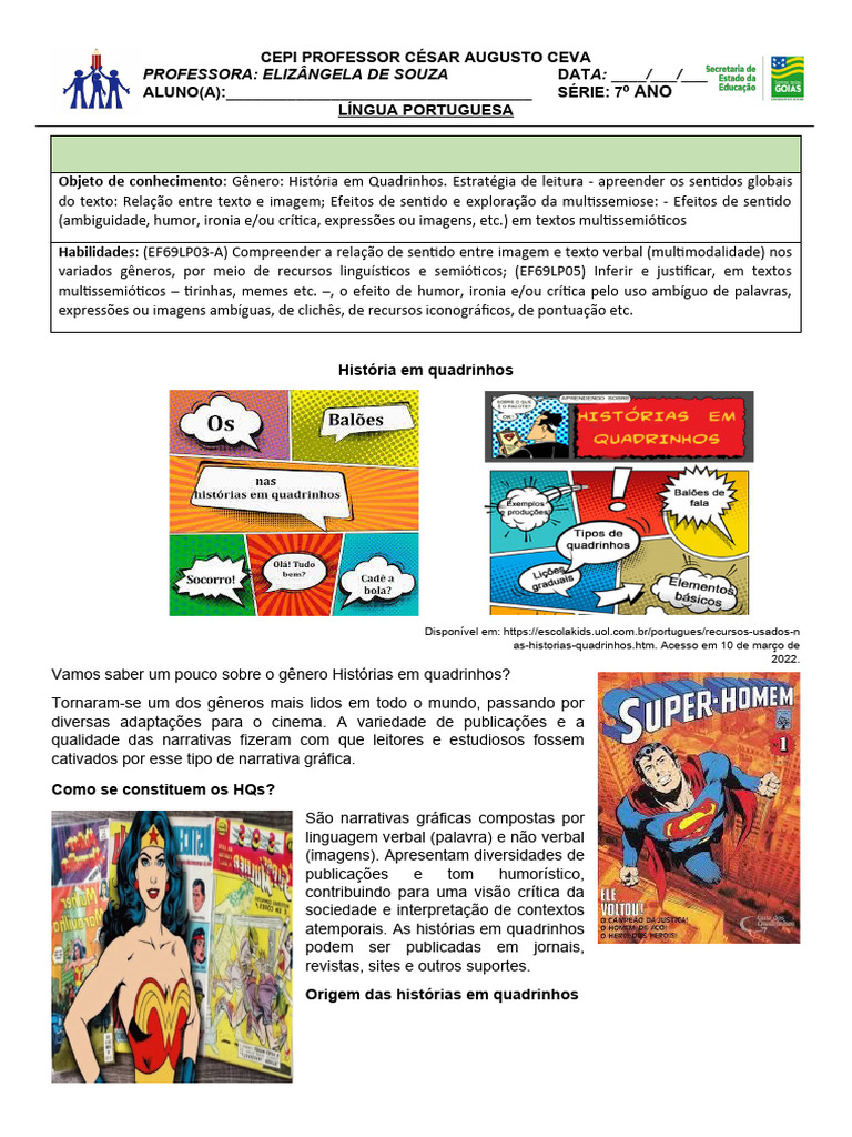 Atividade Março Iv | PDF | Quadrinhos | Comunicação