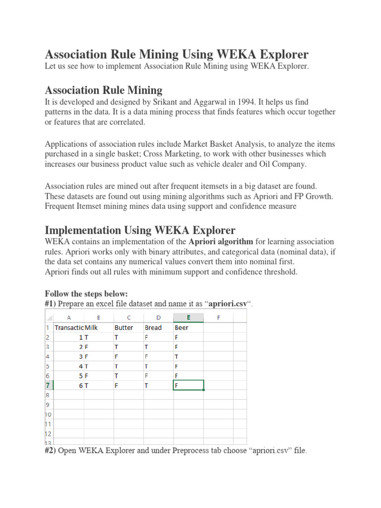 Association Rule Mining Using WEKA Explorer | PDF | Information Science | Applied Mathematics