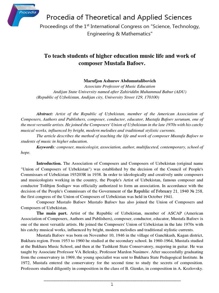 015 To Teach Students of Higher Education Music | PDF | Orchestras ...