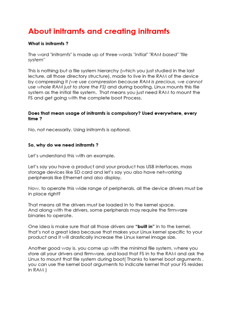 007about Initramfs and Creating Initramfs From File System | PDF ...