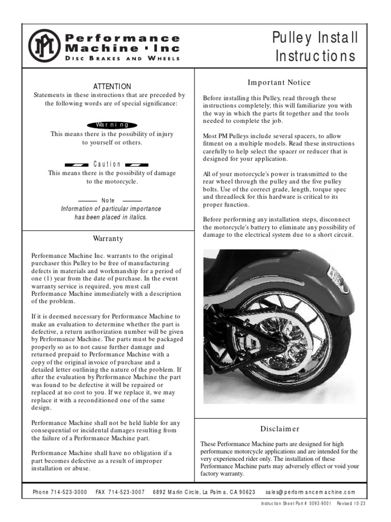 Pulley Install Instructions: Attention | PDF | Screw | Axle