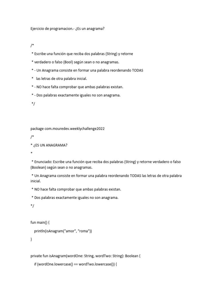 Ejercicio de Programacion. - Es Un Anagrama | PDF