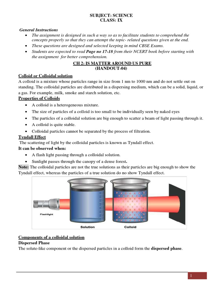 S - 9 - HO 2.4 - Is Matter Around Us Pure | Download Free PDF | Colloid ...