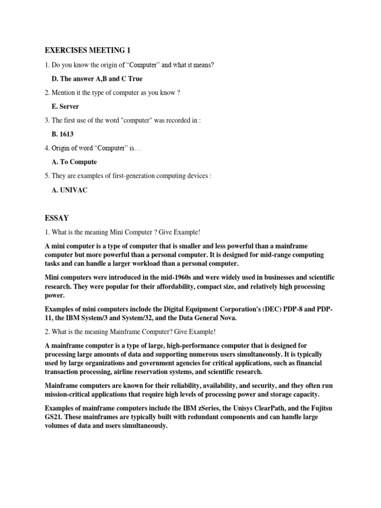 Exercises Meeting 1 | PDF | Computers