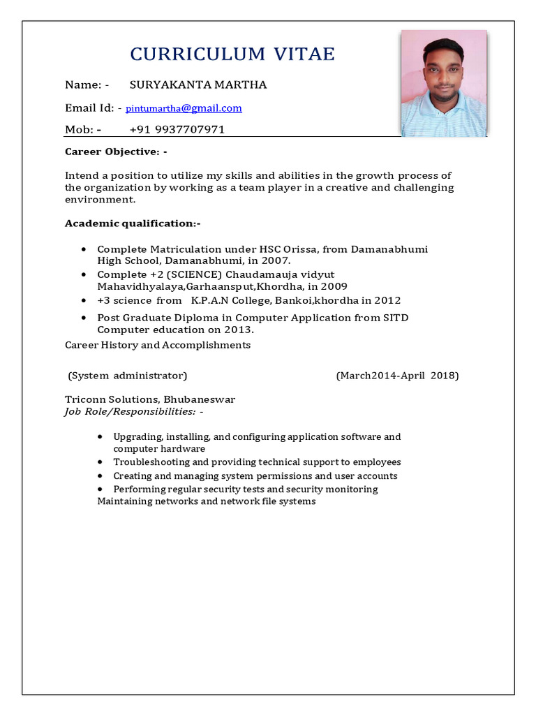 Suryakanta Martha Updated CV | PDF | Enterprise Resource Planning | Computer Engineering